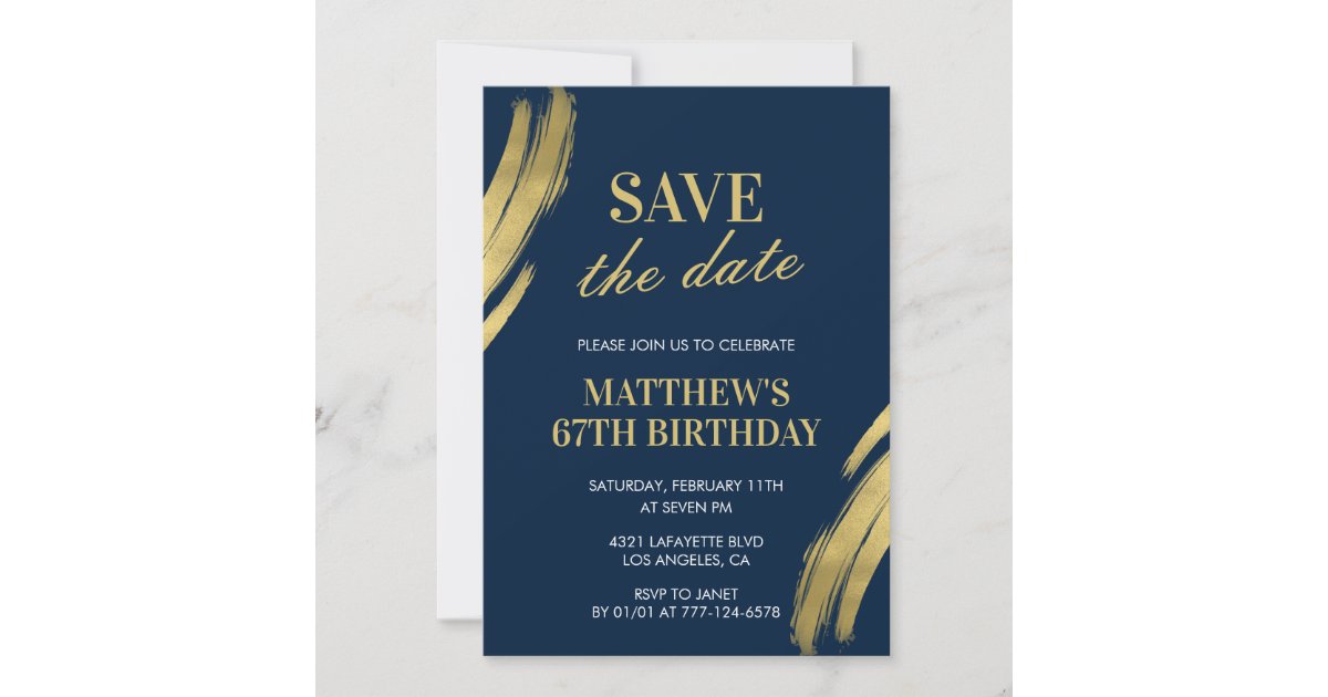 Elegant 67th birthday invitations Save the date | Zazzle