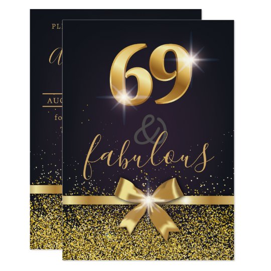 Elegant 69 & Fabulous Gold Glitter 69th Birthday Invitation | Zazzle.com