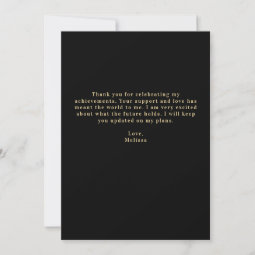 Elegant 6 Photo Personalized Black Gold Graduation Thank You Card | Zazzle