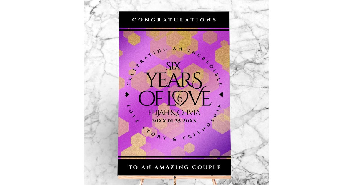 Elegant 6th Amethyst Wedding Anniversary Acrylic Sign | Zazzle