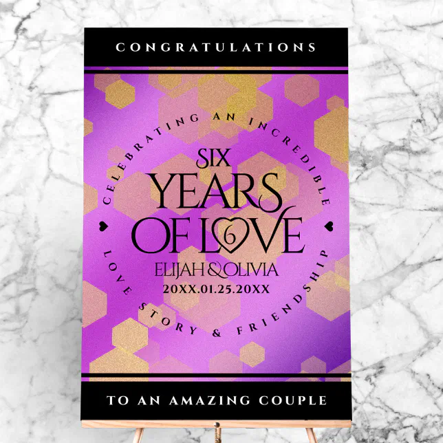 Elegant 6th Amethyst Wedding Anniversary Acrylic Sign | Zazzle