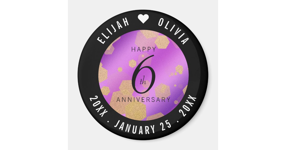 Elegant 6th Amethyst Wedding Anniversary Magnet | Zazzle