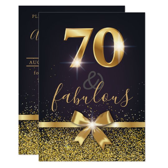 Elegant 70 And Fabulous Gold Glitter 70th Birthday Invitation