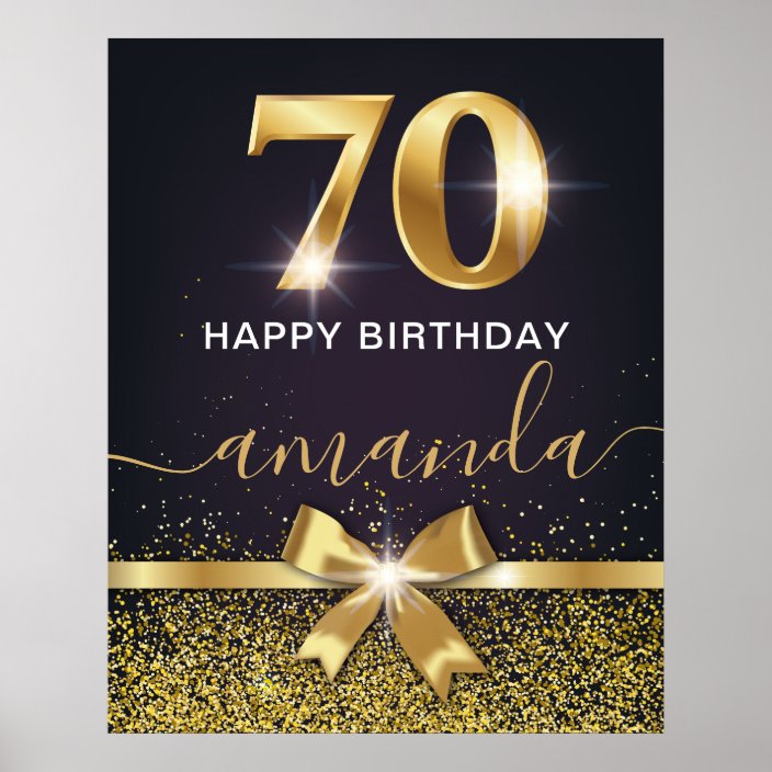 Elegant 70 & Fabulous Gold Glitter 70th Birthday Poster | Zazzle.com
