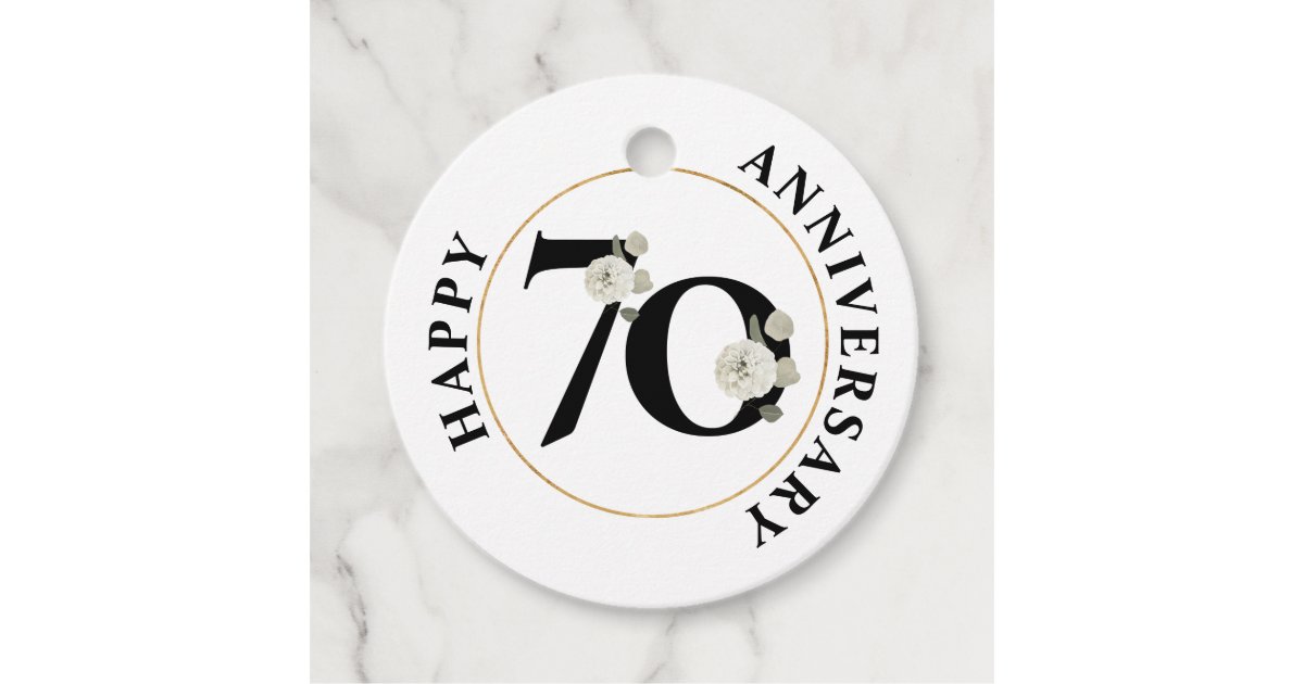 Elegant 70th Anniversary Favor Tags | Zazzle