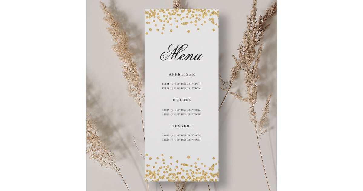 Elegant 70th Birthday Menu Gold Confetti Invitation | Zazzle