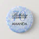Elegant 70th Birthday Party Blue Glitter Lights Button | Zazzle