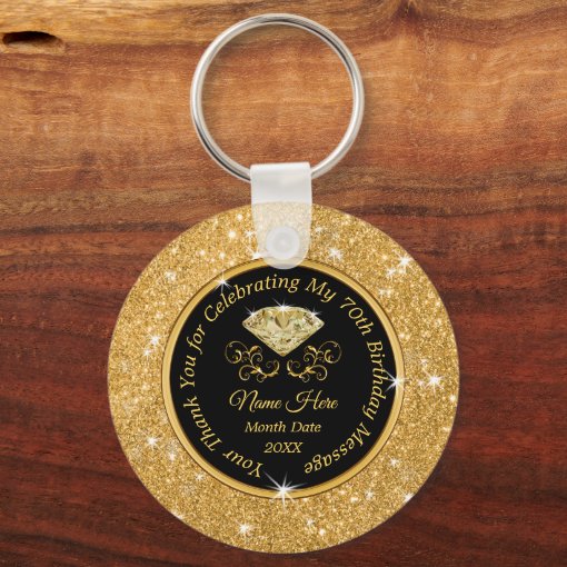 Elegant 70th Birthday Party Favors Personalized Keychain | Zazzle
