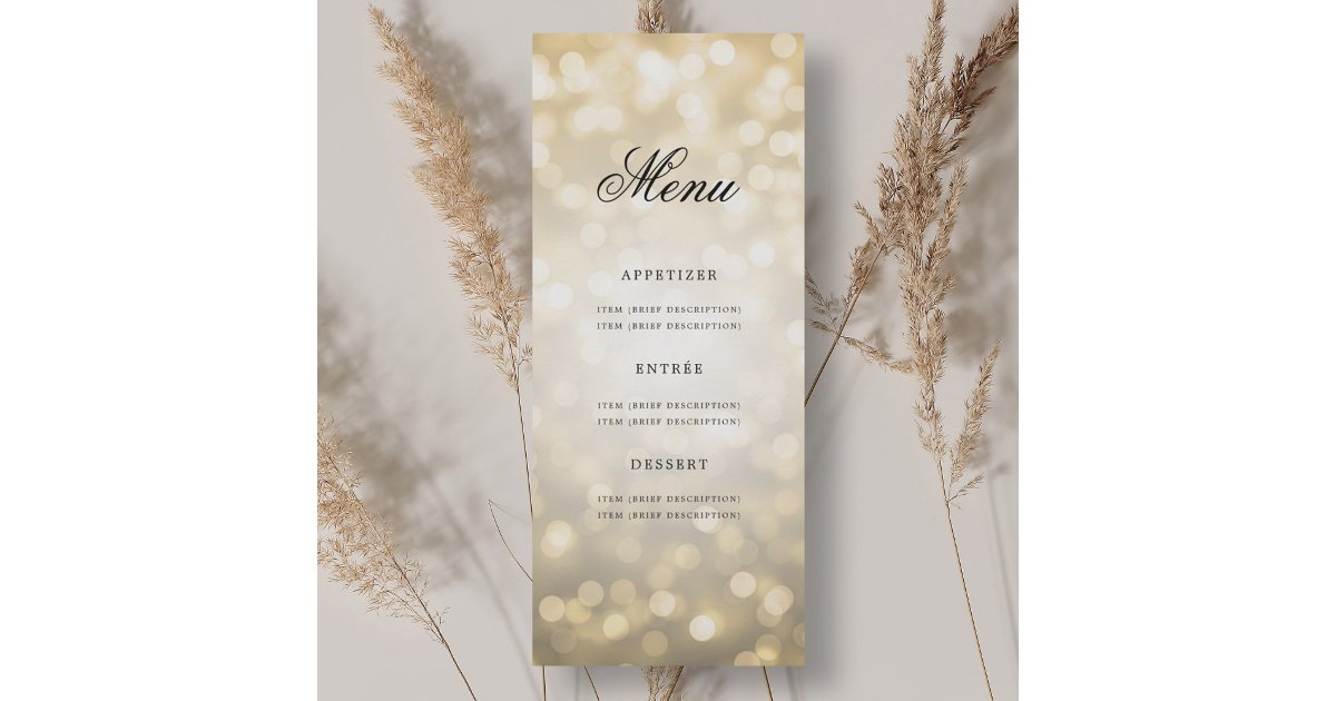 Elegant 70th Birthday Party Menu Gold Bokeh Invitation | Zazzle