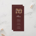Elegant 70th Birthday Party Menu Gold Burgundy Invitation | Zazzle