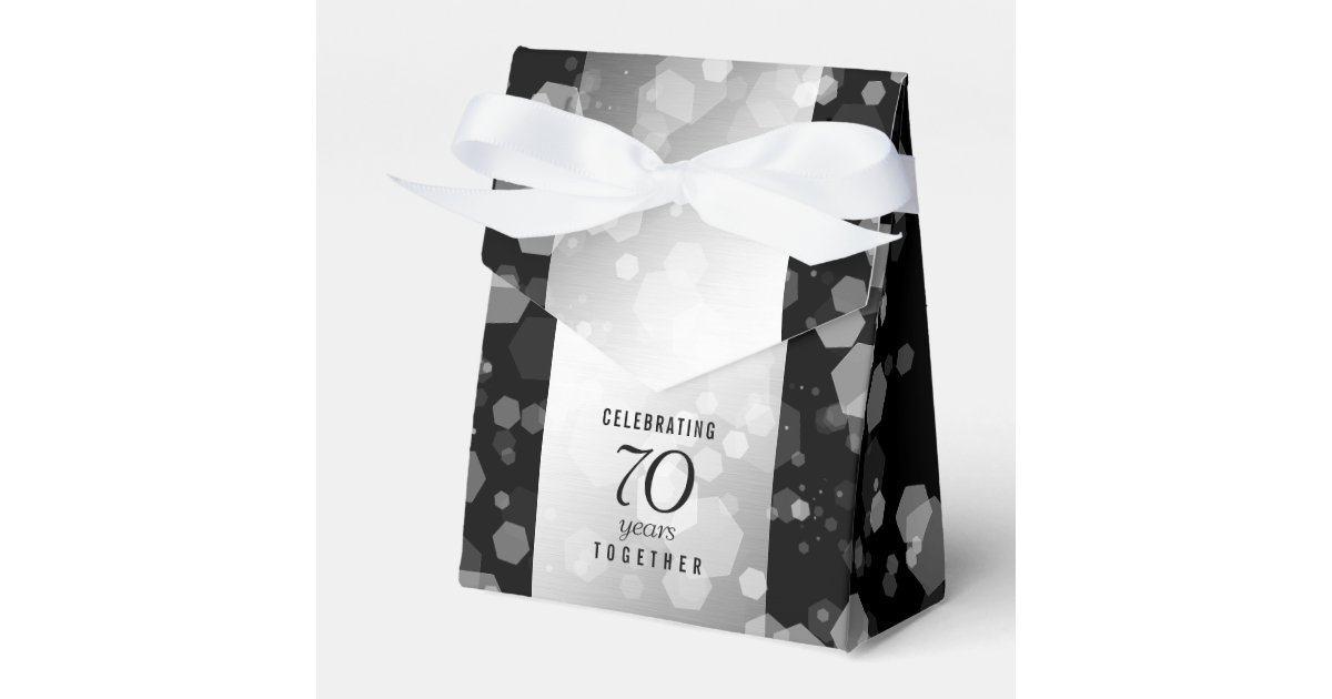 Elegant 70th Platinum Wedding Anniversary Favor Boxes | Zazzle