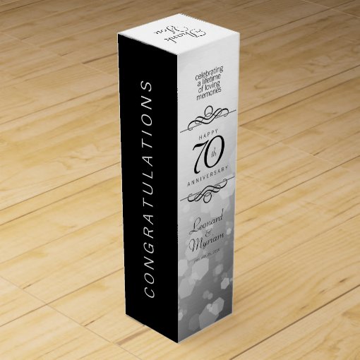 Elegant 70th Platinum Wedding Anniversary Wine Box | Zazzle