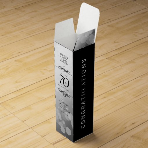 Elegant 70th Platinum Wedding Anniversary Wine Box | Zazzle