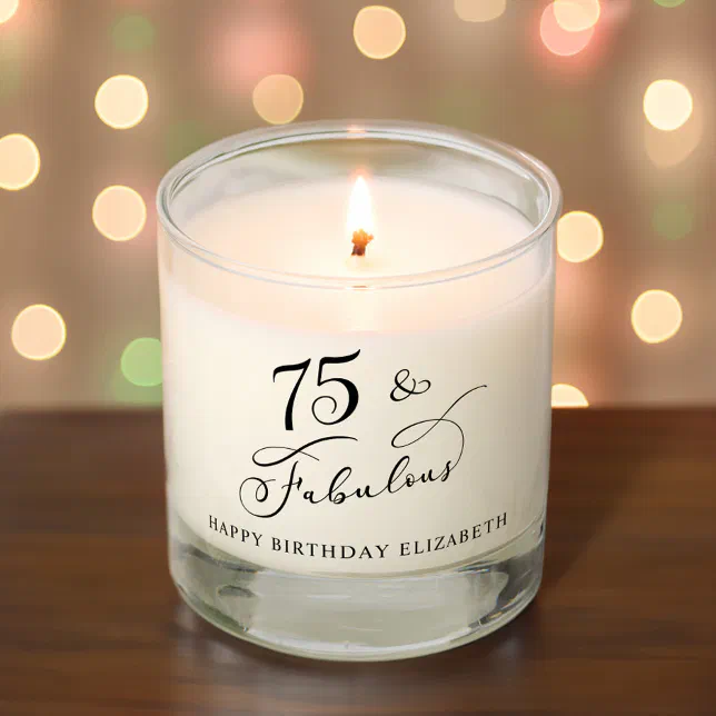 Elegant 75th Birthday Party Scented Candle | Zazzle