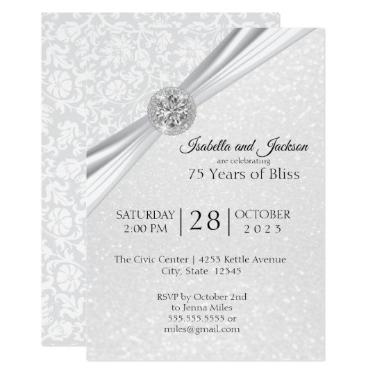 Elegant 75th Diamond Anniversary Design Invitation | Zazzle.com