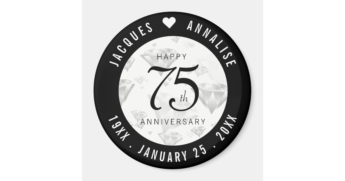 Elegant 75th Diamond Wedding Anniversary Magnet | Zazzle