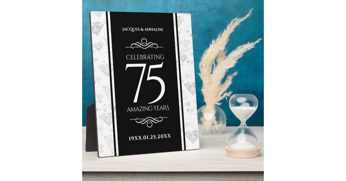 Elegant 75th Diamond Wedding Anniversary Plaque | Zazzle