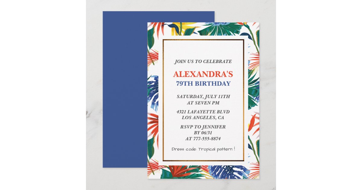 Elegant 79th birthday invitations Tropical Floral | Zazzle