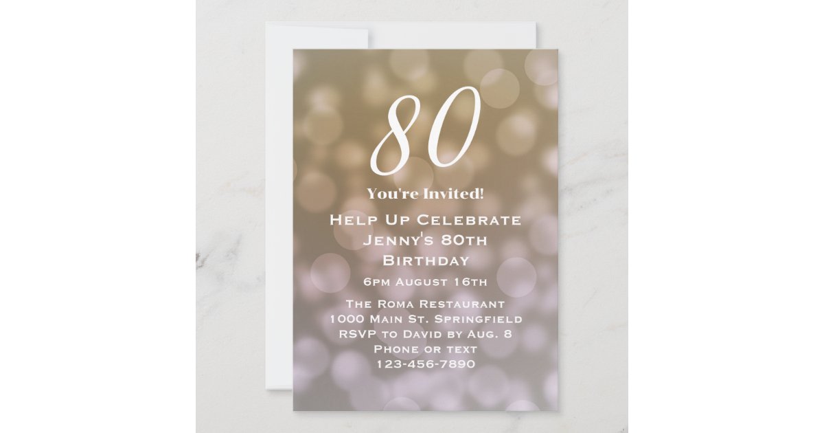 Elegant 80th Birthday Invitation For Her | Zazzle