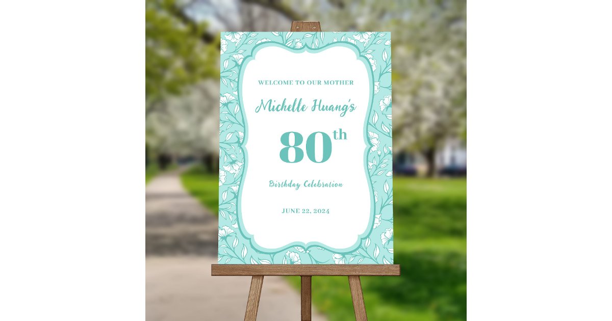 Elegant 80th Birthday Welcome Sign | Zazzle