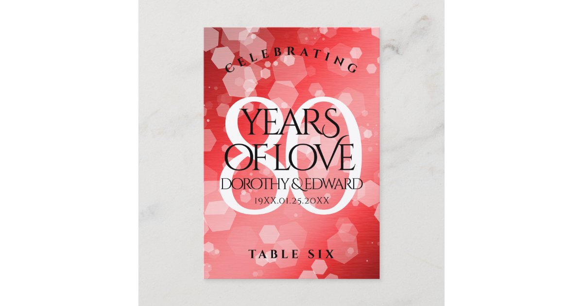 Elegant 80th Ruby Wedding Anniversary Celebration Thank You Card | Zazzle