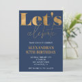 Elegant 87th birthday invitations Navy Blue Gold | Zazzle