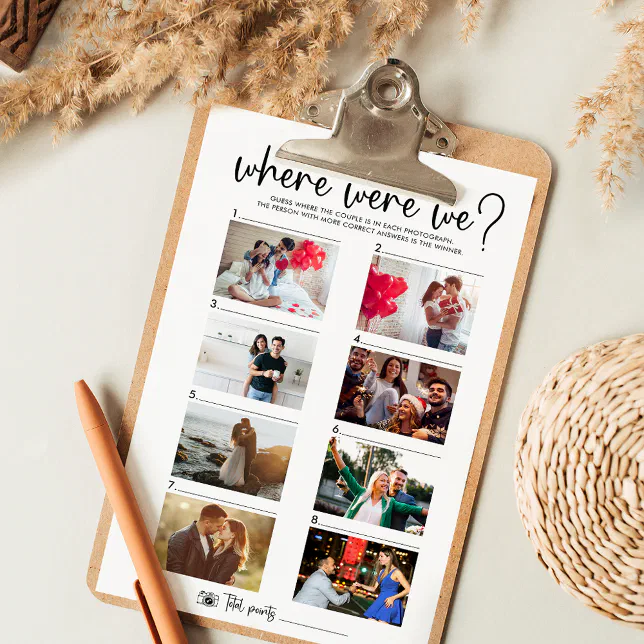 Elegant 8 Couple Photos | Where Were We Game | Zazzle