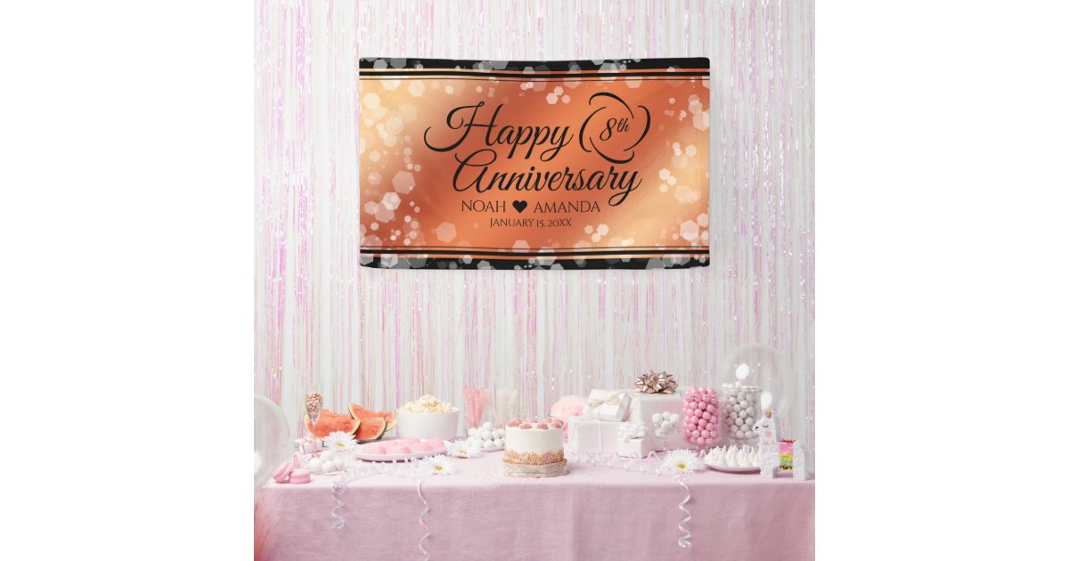 Elegant 8th Bronze Wedding Anniversary Banner | Zazzle