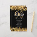 Elegant 90th Birthday Party Program Gold w/ Menu | Zazzle