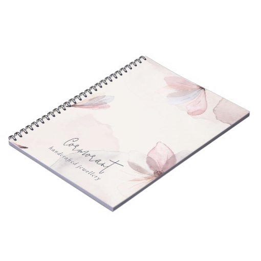 Elegant Abstract Blush Watercolor Floral Business Notebook | Zazzle