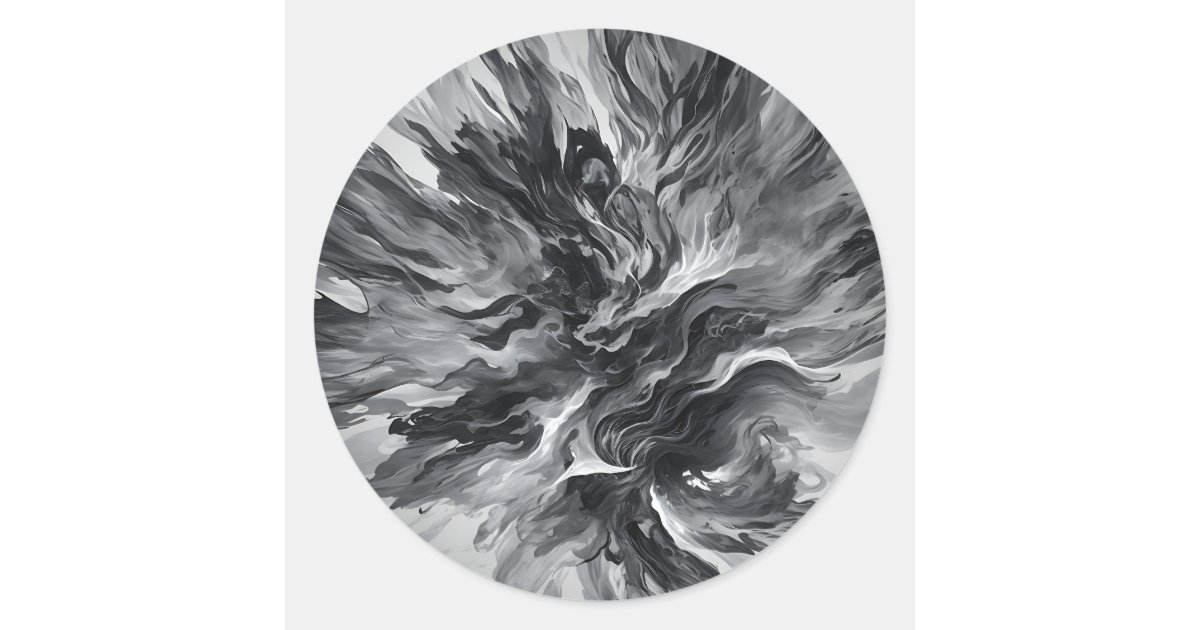 Elegant Abstract Flame and Smoke Classic Round Sticker | Zazzle