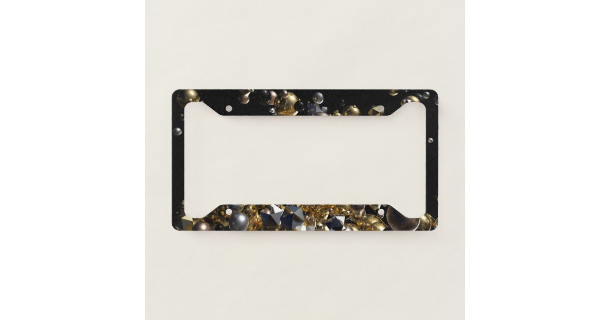 Elegant Abstract Geometry Explosion -Gold & Silver License Plate Frame ...