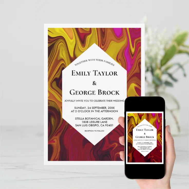 Elegant Abstract Oil Painting Fine Art Wedding Invitation | Zazzle