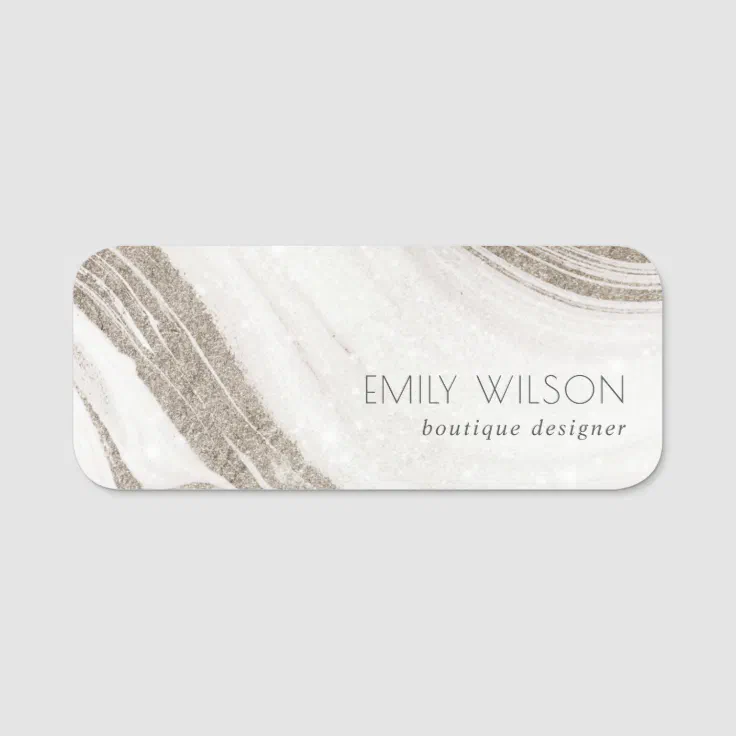 Elegant Abstract Pale Gold Marble Agate Name Tag | Zazzle