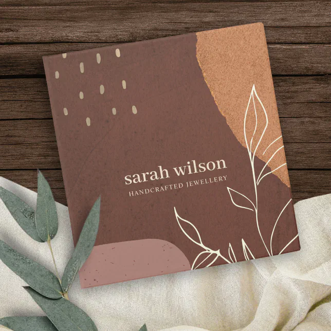 Elegant Abstract Rust Brown Orange Leafy Foliage 3 Ring Binder | Zazzle