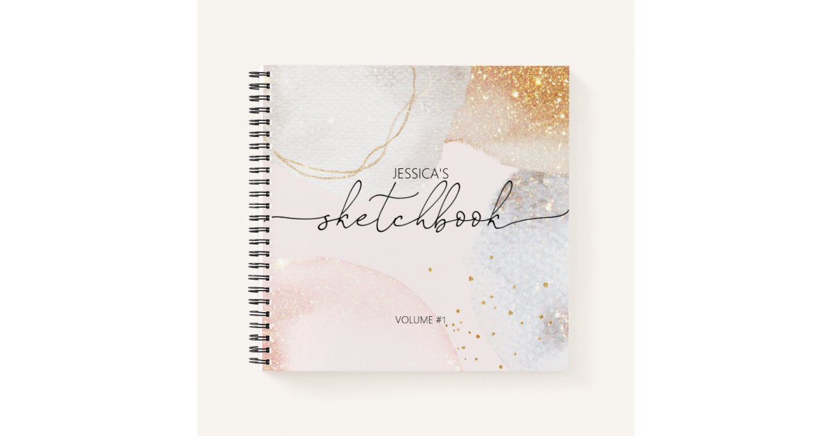Elegant abstract sketchbook blush pink your name notebook | Zazzle