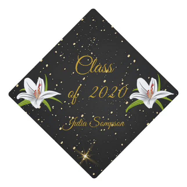 Elegant,Abstract,Star Nightl,White Lily Graduation Cap Topper | Zazzle