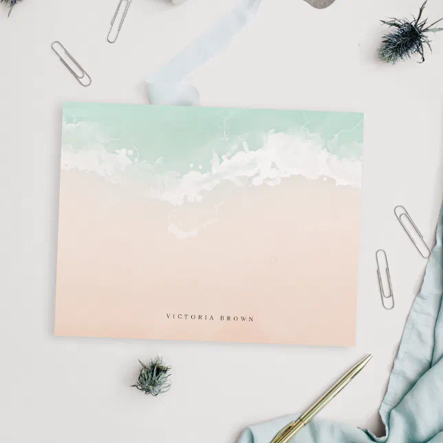 Elegant abstract wave Personalized Stationery Note Card | Zazzle