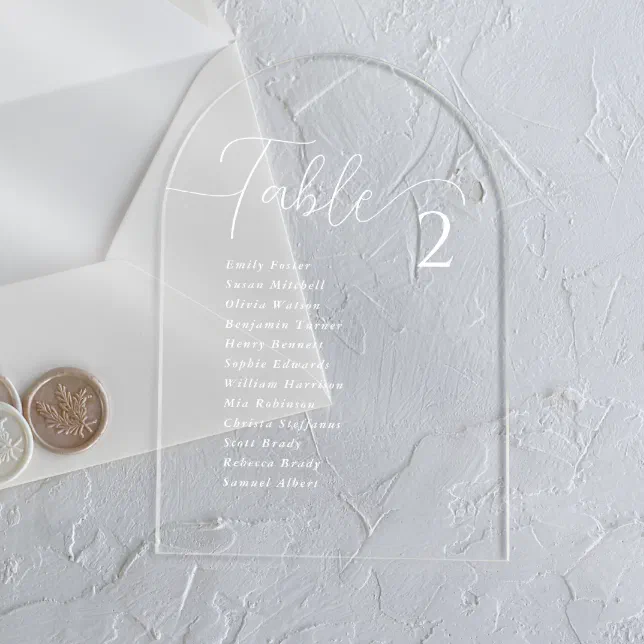 Elegant Acrylic Wedding Seating Chart Cards | Zazzle