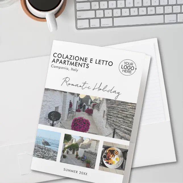 Elegant Add Your Logo Photo Grid QR Code Promo Pocket Folder | Zazzle