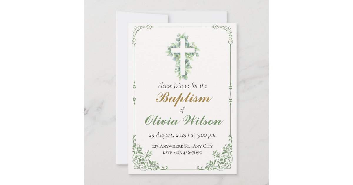 Elegant Adult Baptism Invitation | Zazzle