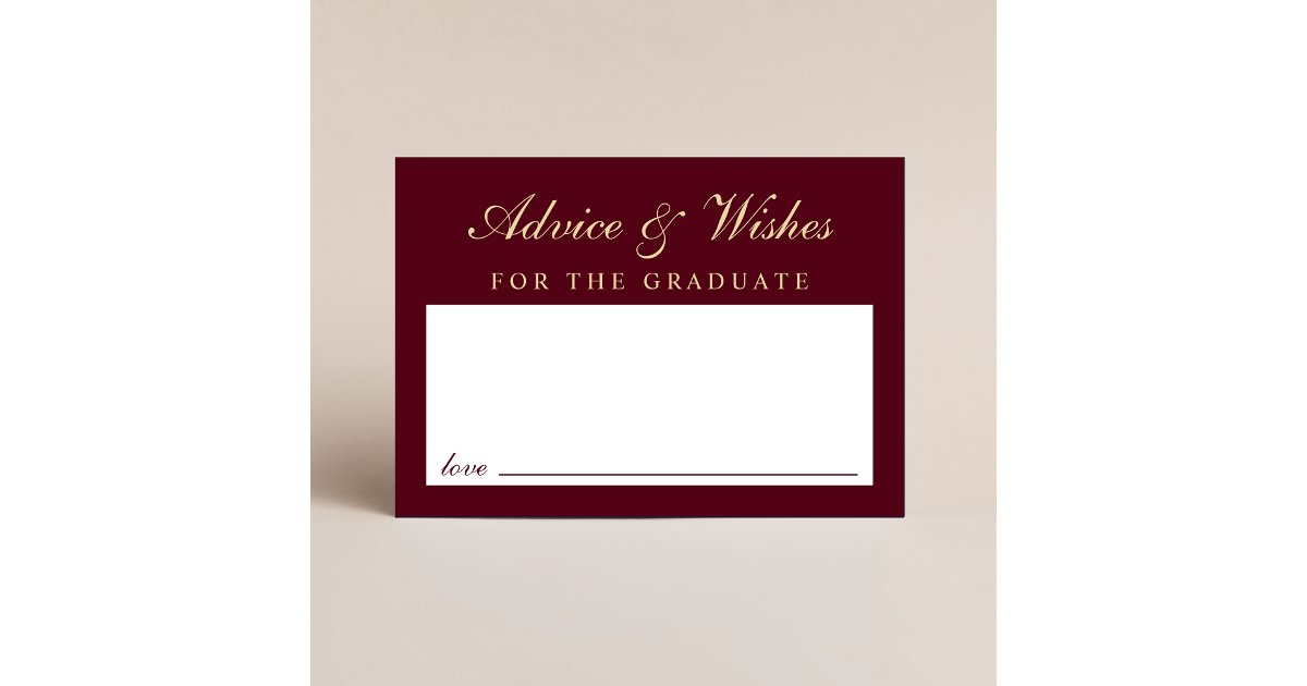 Elegant Advice For Grad Burgundy Gold Graduation Enclosure Card | Zazzle