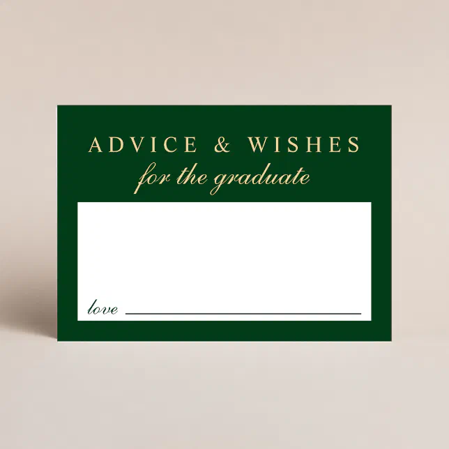 Elegant Advice For Grad Green Gold Graduation Enclosure Card | Zazzle