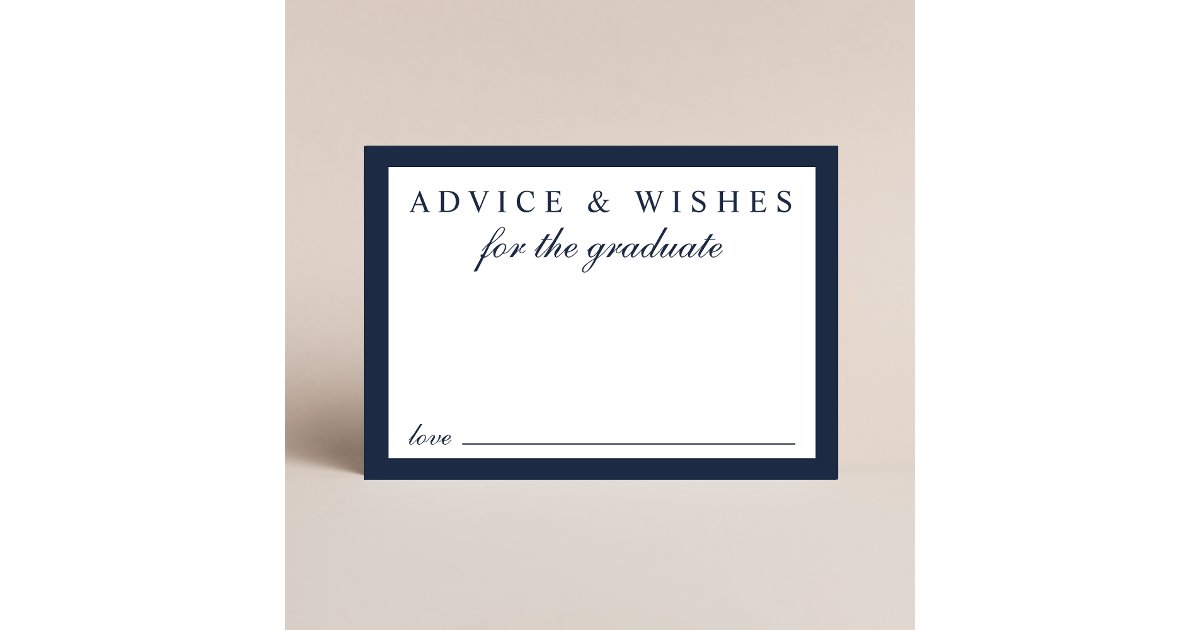 Elegant Advice For The Grad Blue Gold Graduation Enclosure Card | Zazzle