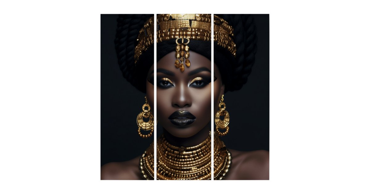 Elegant African Queen Gold Regal Wall Art | Zazzle