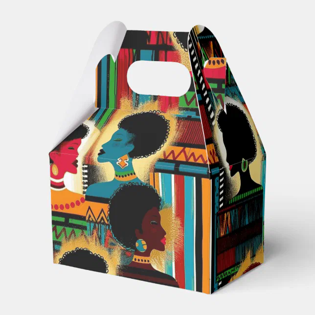 Elegant African Woman Ethnic Pattern in Bold Hues Favor Boxes | Zazzle
