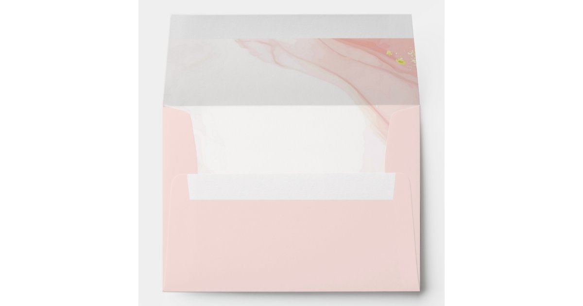 Elegant Alcohol Ink Gold Blush Pink Minimal Modern Envelope | Zazzle