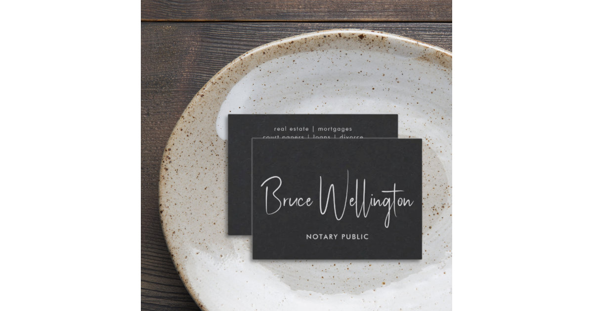 Elegant All Black Signature Script Notary Attorney Business Card | Zazzle Elegant All Black Signature Script Notary Attorney Business Card | Zazzle