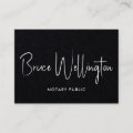 Elegant All Black Signature Script Notary Attorney Business Card | Zazzle