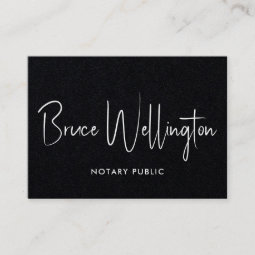 Elegant All Black Signature Script Notary Attorney Business Card | Zazzle